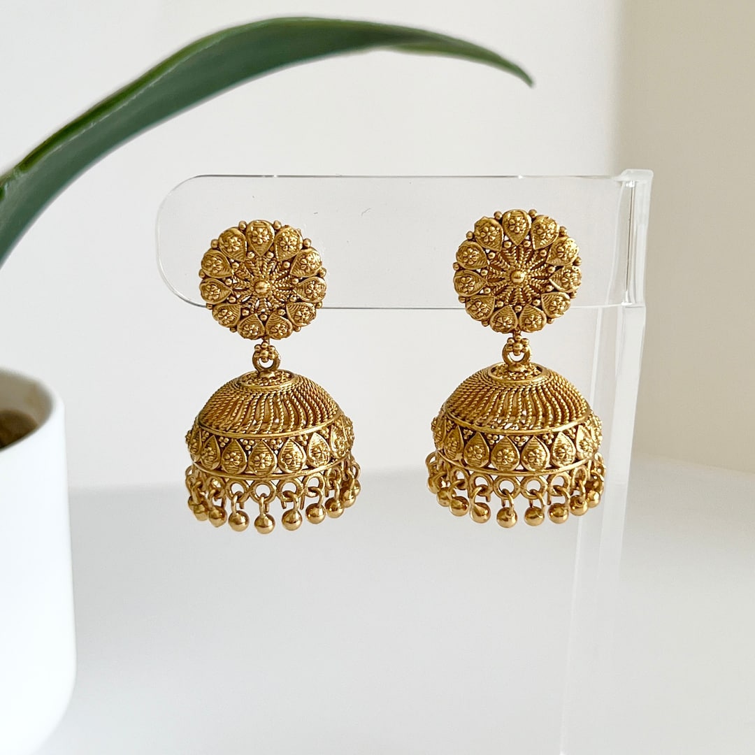 Jhumka Earrings Small Gold Jhumka Earrings Indian Earrings Traditional ...