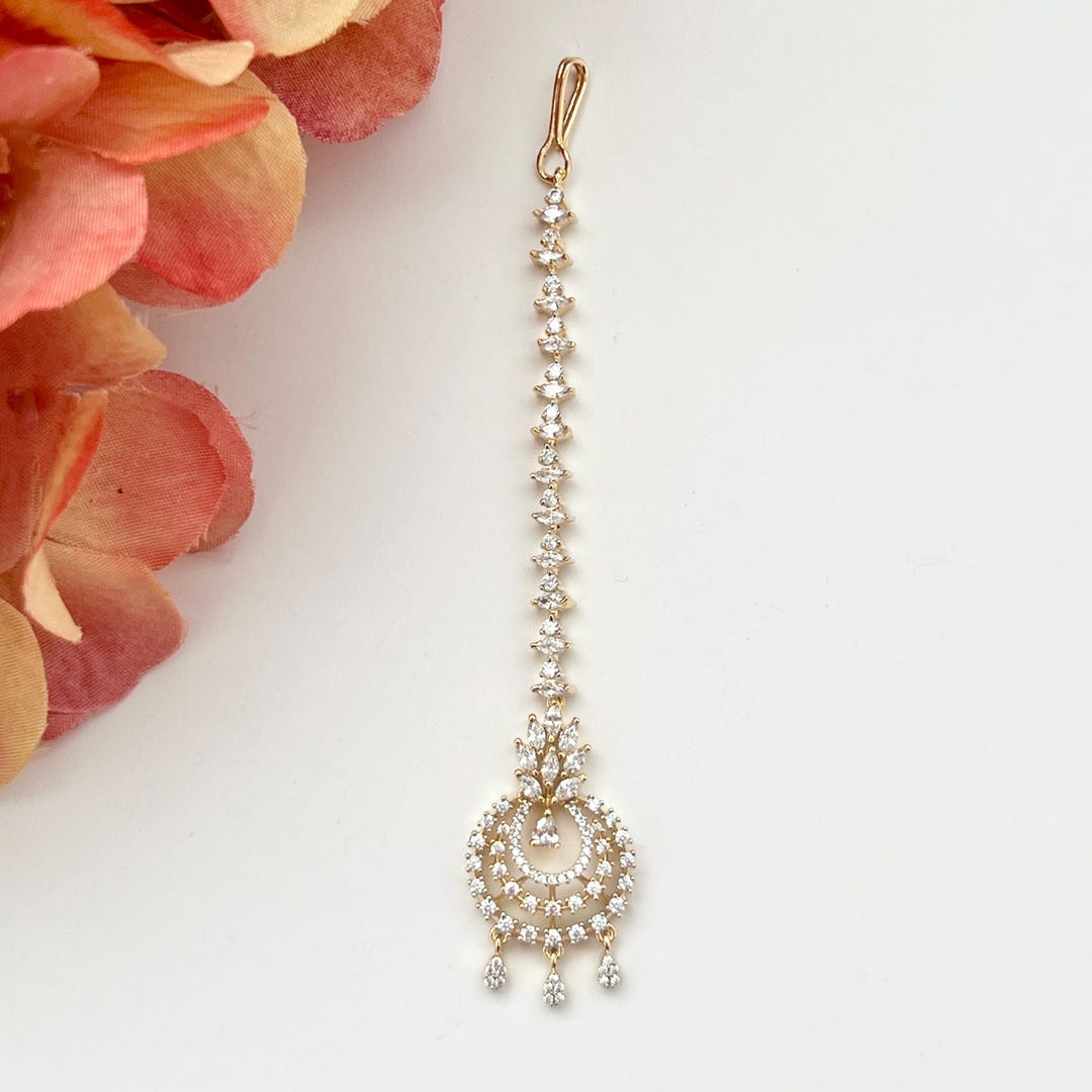 Diamond Gold Maang Tikka Bridal Tikka Bollywood Tikka Girls Tikka ...