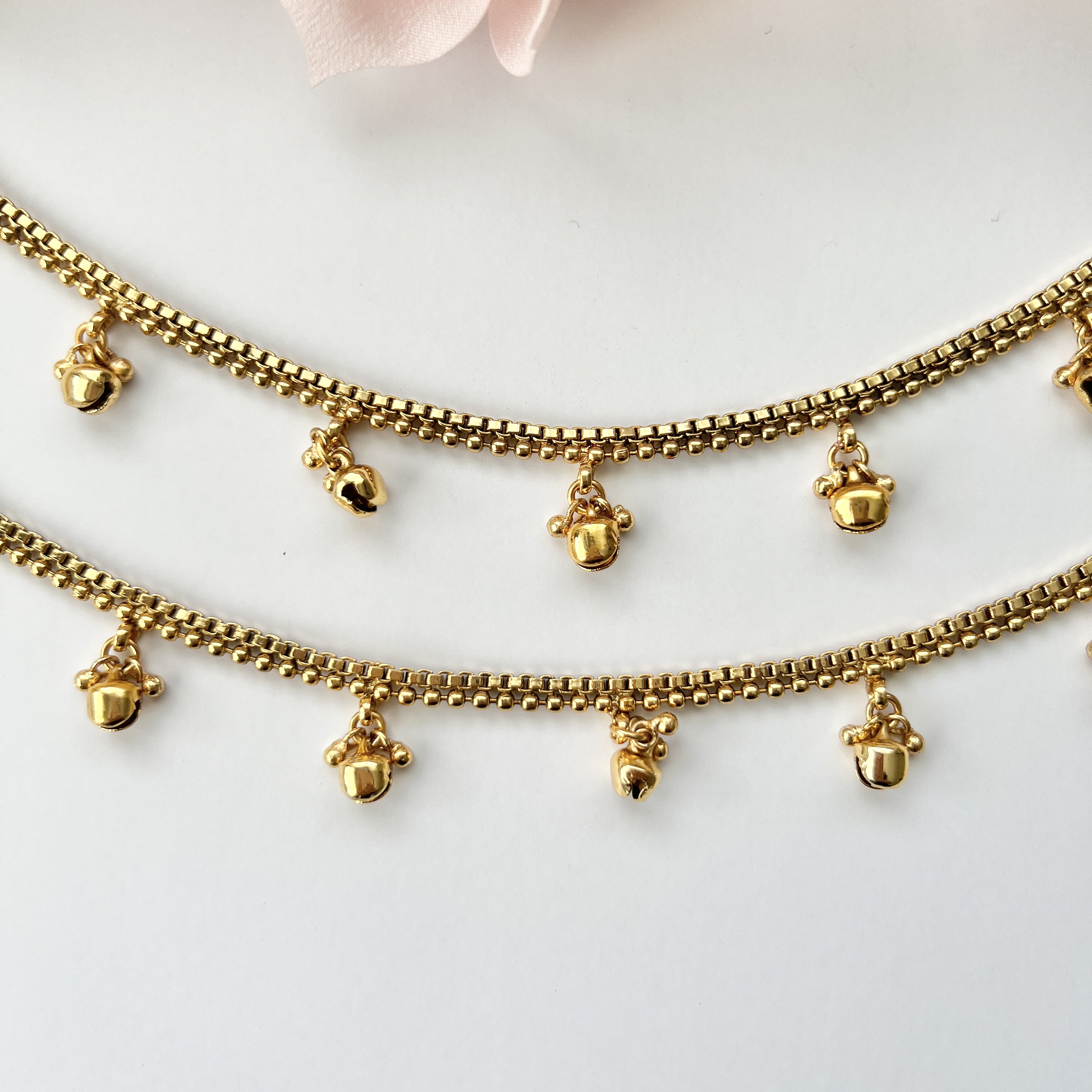 Traditional Gold Ghungroo Anklet Payal Simple Gold Temple Anklet Payal ...