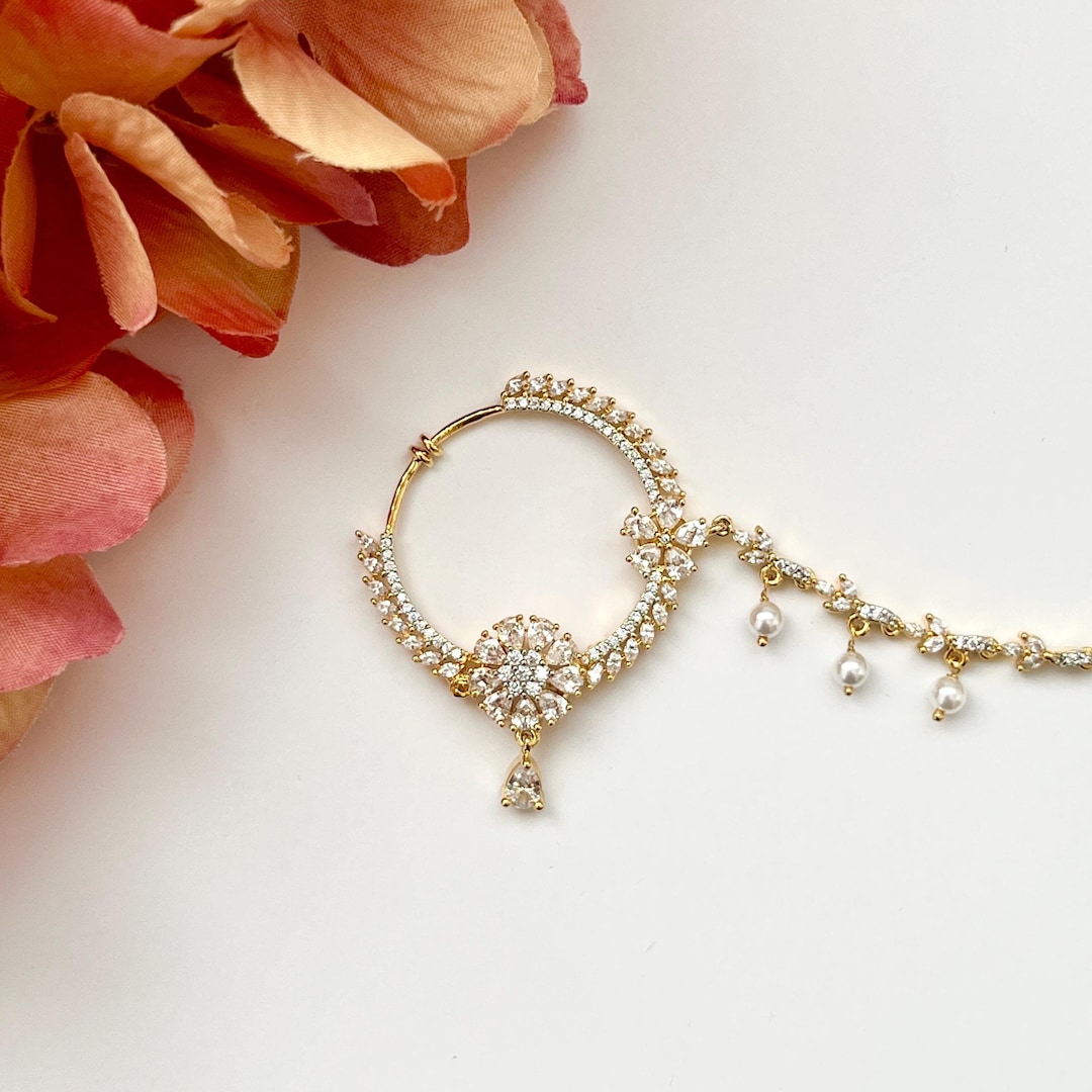 Diamond Indian Nose Ring Clip on Nath Bridal Wedding Nose Ring Indian ...