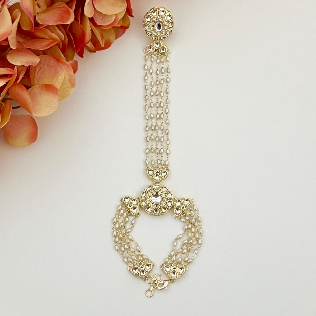 Kundan Hathphool Hath Paan Indian Hand Jewelry Hath Phool Hath Panja ...