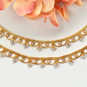 Gold Anklet Payal Pair Traditional Indian Anklets Temple Anklets Payal ...