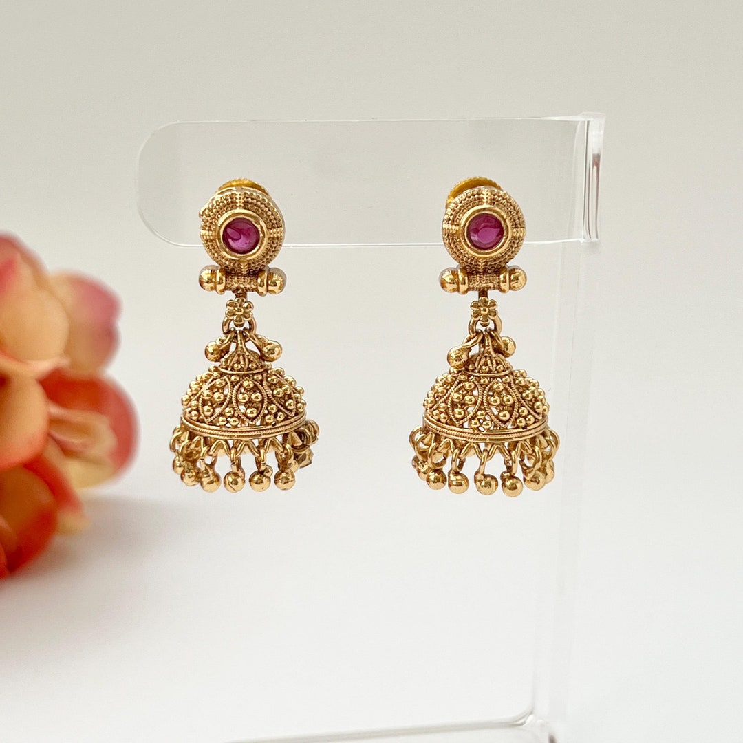 Jhumka Earrings Small Gold Jhumka Earrings Indian Earrings Traditional ...