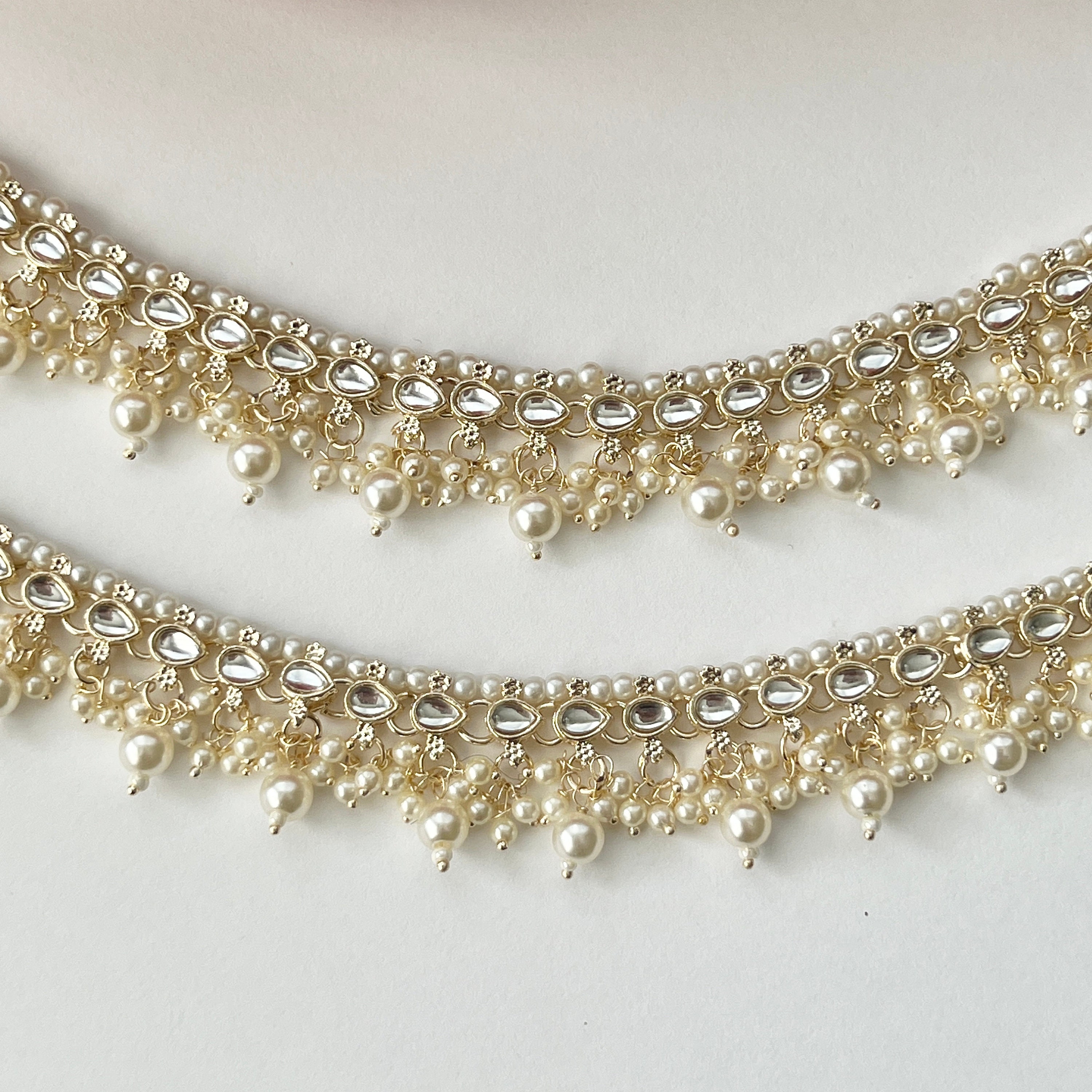 Gold Kundan Moti Pearl Anklet Payal Temple Anklet Payal Jhanjran Panjeb ...