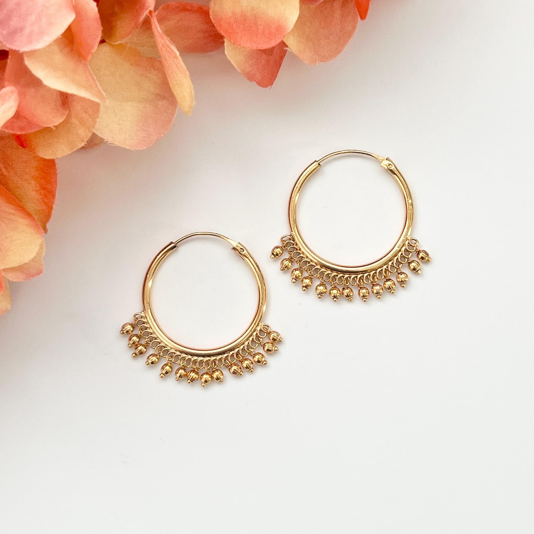 Gold Hoop Jhumka Earrings Indian Earrings Traditional Earrings Temple ...