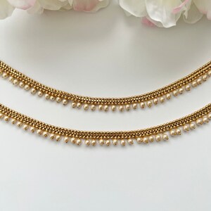 Traditional Gold Moti Anklet Payal Simple Pearl Temple Anklet Payal ...