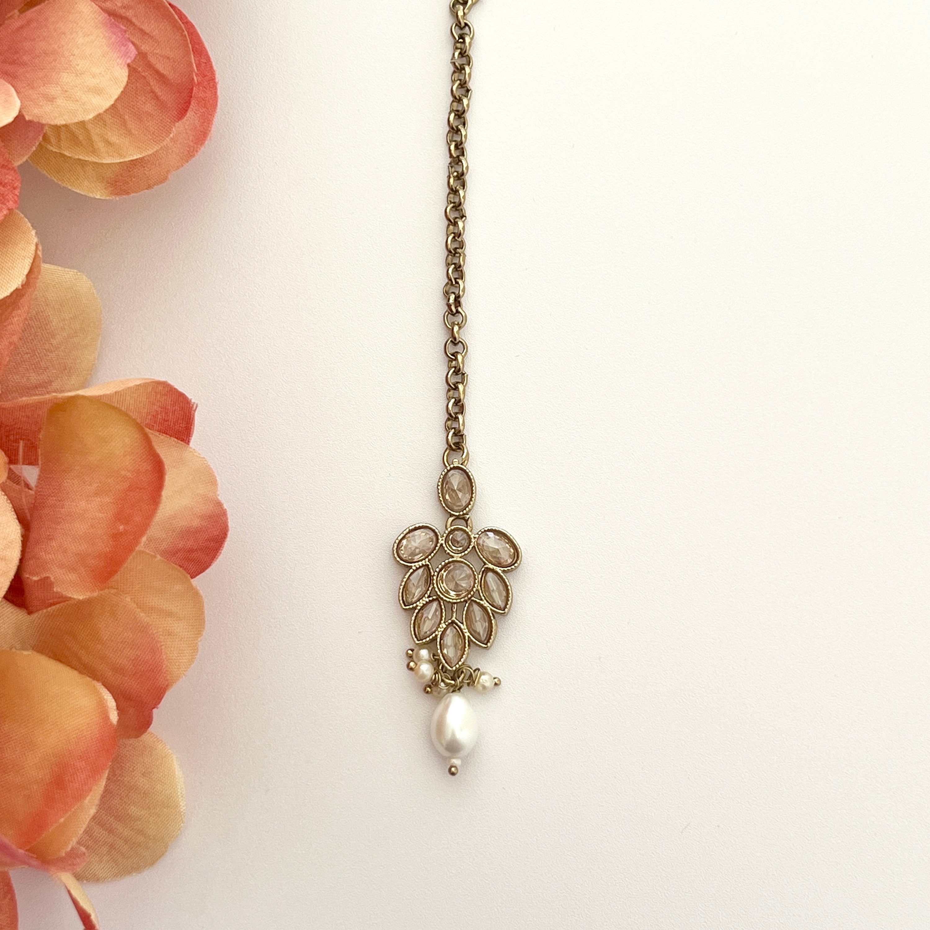 Diamond Polki Antique Gold Maang Tikka Bollywood Jewelry Maang Tikka ...