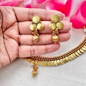Simple Gold Plated Necklace Set, Indian Jewelry, Temple Jewelry, Indian ...