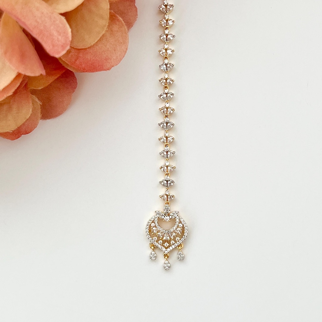 Diamond Gold Maang Tikka Bridal Tikka Bollywood Tikka Girls Tikka ...