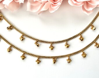 Traditional Gold Moti Anklet Payal Simple Pearl Temple Anklet Payal ...