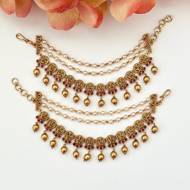 South Indian Wedding Ear Chains Bridal Jewelry Traditional Ethnic Ear ...