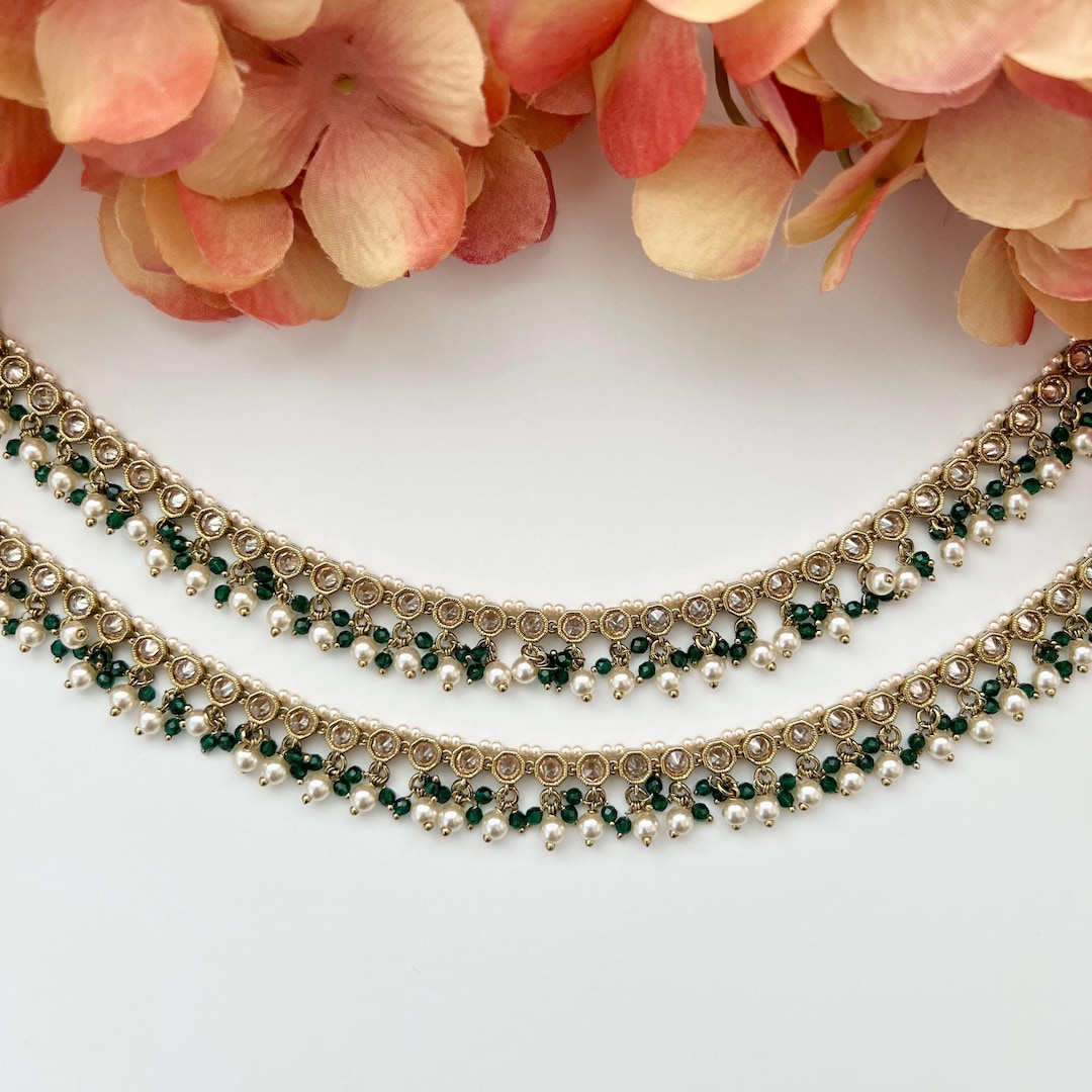 Traditional Gold Moti Anklet Payal Simple Pearl Temple Anklet Payal ...