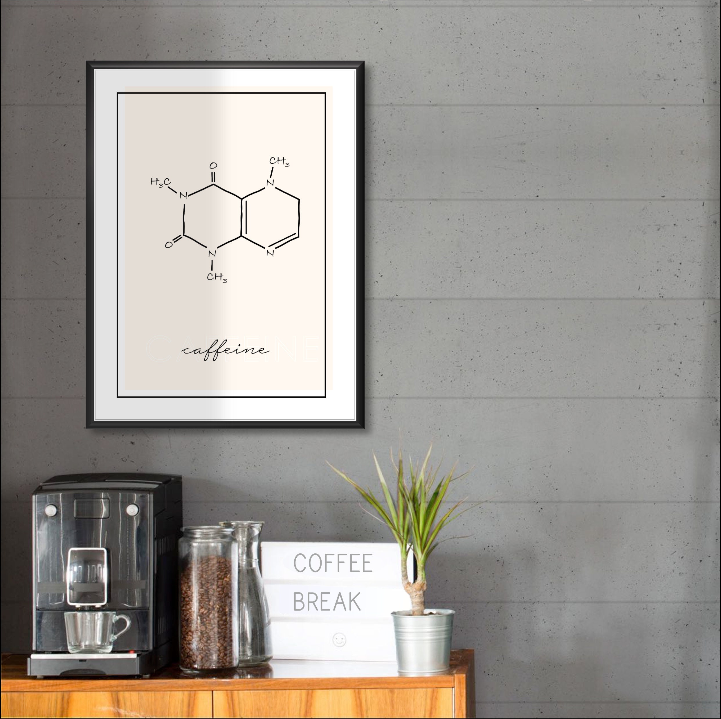 Caffeine Molecule Poster / Digital Print - Etsy