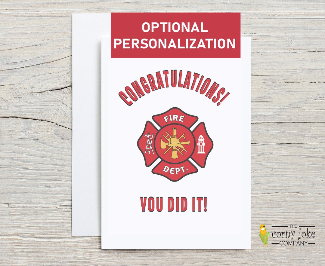 Firefighter Graduation or Promotion Card, Fire Rescue Training Academy ...