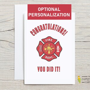 Firefighter Graduation or Promotion Card, Fire Rescue Training Academy ...