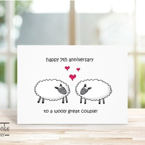 7th Wool Anniversary Card for a Couple, Funny 7 Year Anniversary Card ...