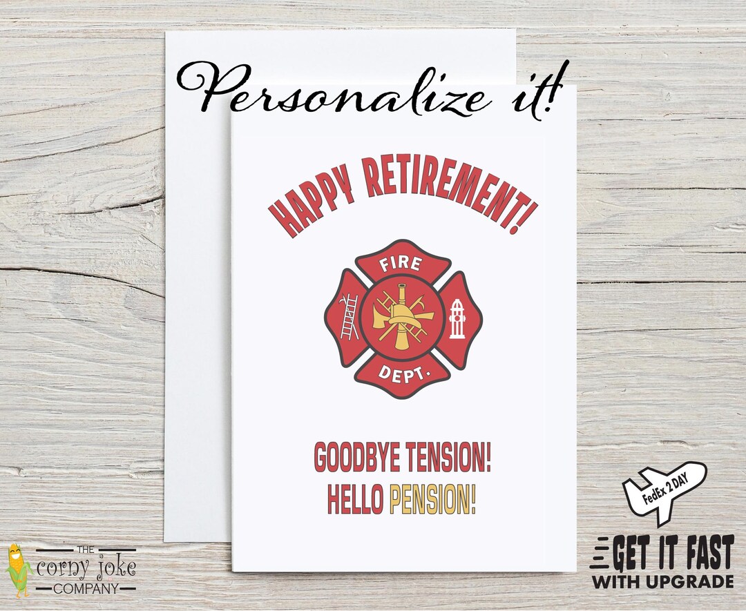 Firefighter Retirement Card for Retired Fire Officer, Fire Chief ...