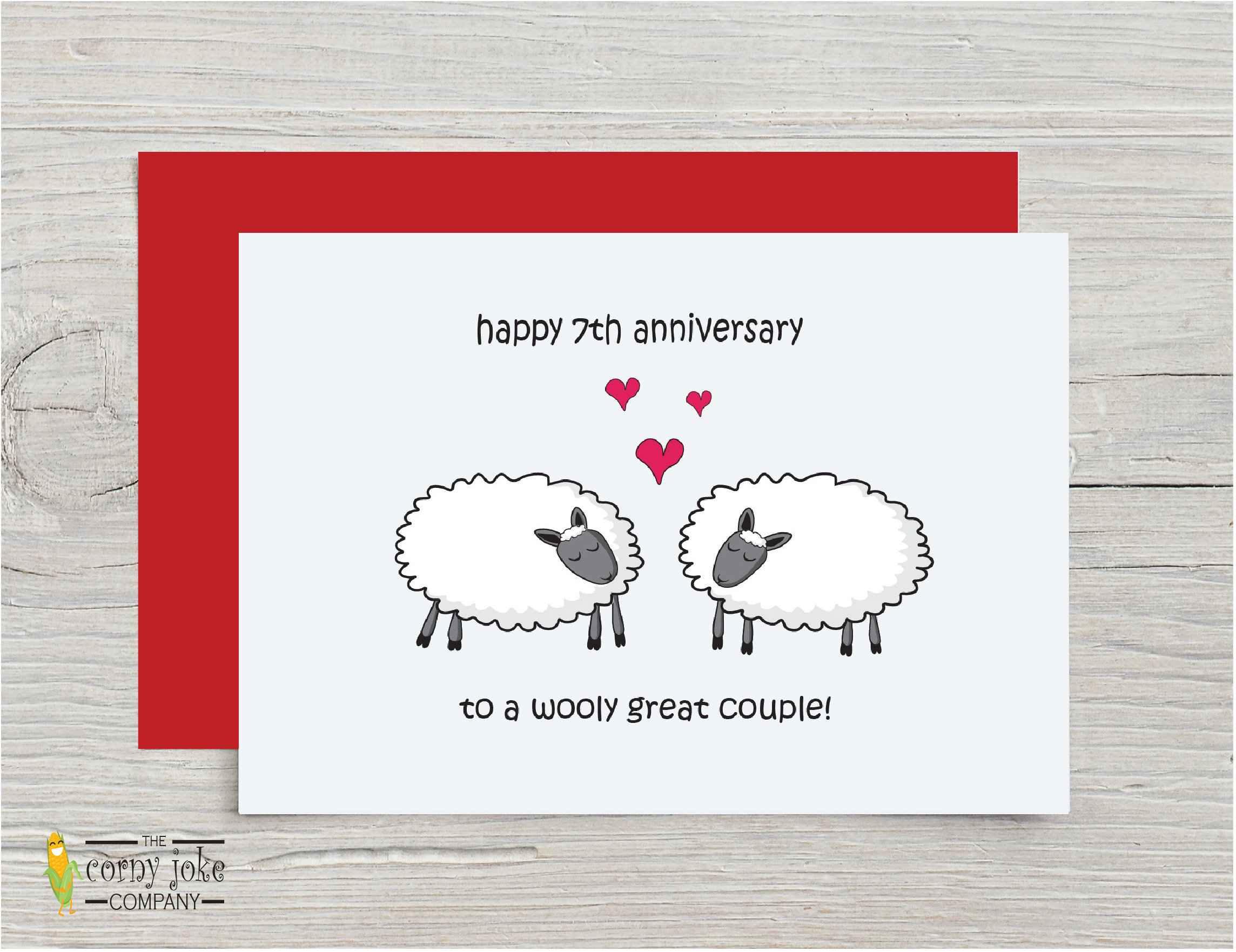 7th Wool Anniversary Card for a Couple, Funny 7 Year Anniversary Card ...