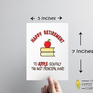 Printable Principal Retirement Card, Happy Retirement Card With Apple ...