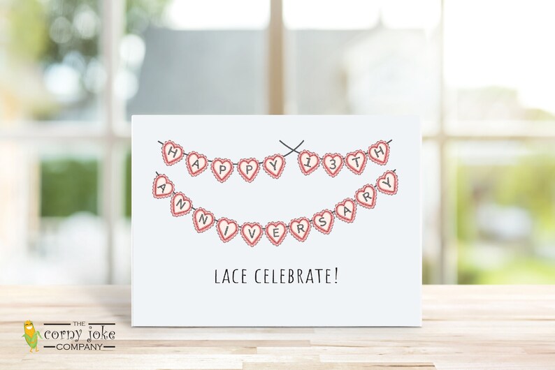 13th Anniversary Card, Lace 13 Year Anniversary Gift for Husband, Him ...
