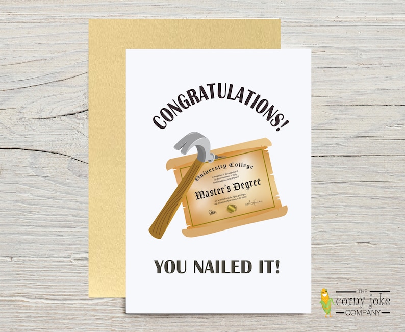 Masters Graduation Card, Masters Degree Graduate Gift, Custom Funny ...