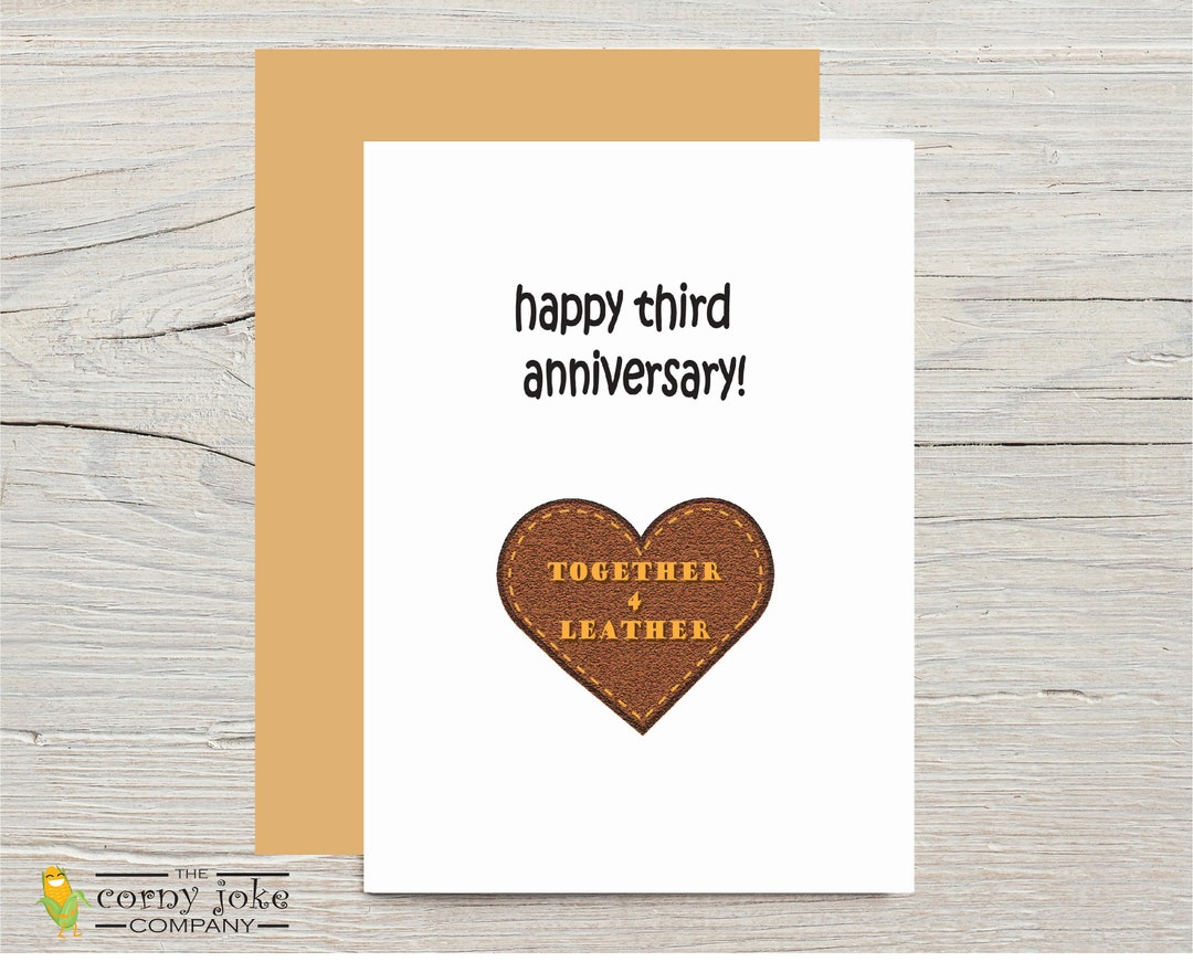 3rd Anniversary Card, Leather Anniversary Card, Funny 3 Year ...