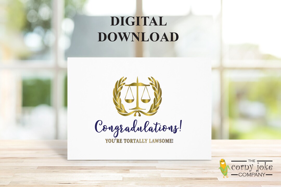 Printable Law School Graduation Card, Bar Exam Lawyer Gift, Celebration ...