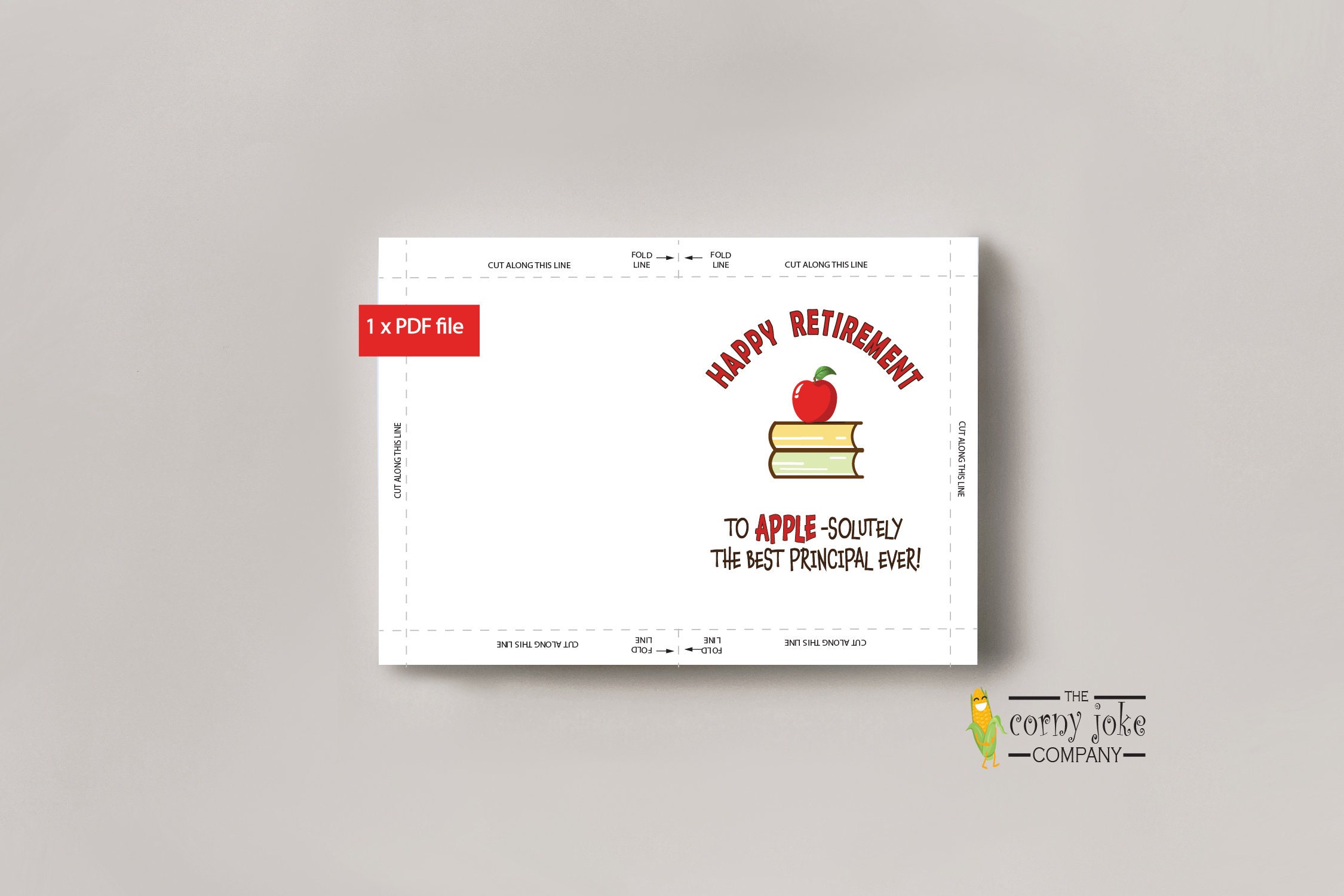 Printable Principal Retirement Card, Happy Retirement Card With Apple ...