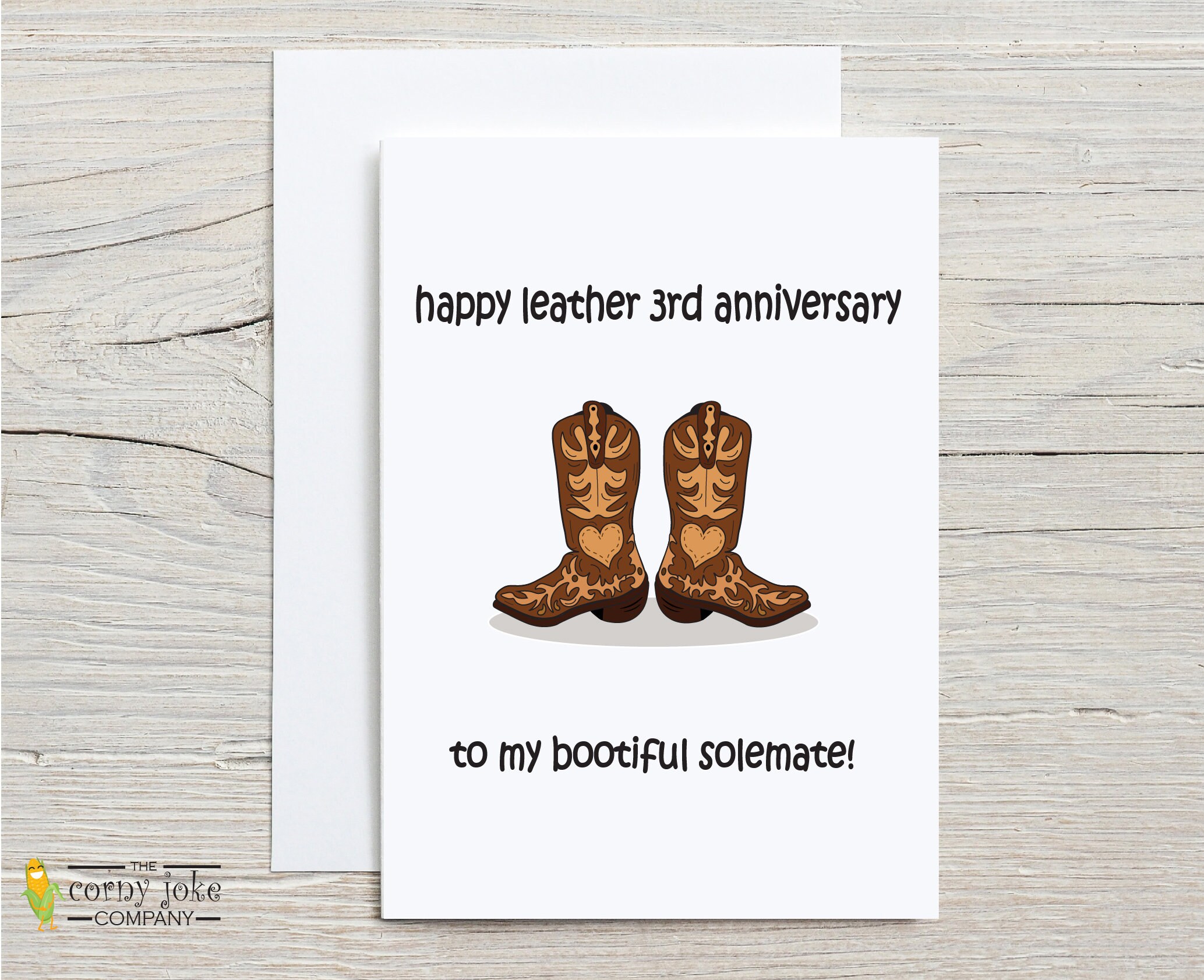 3rd Anniversary Card, Leather Anniversary Card, 3 Year Anniversary Gift ...