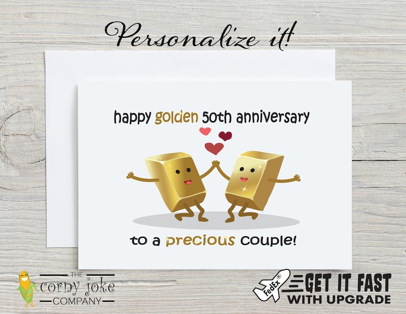 50th Anniversary Card, Golden Anniversary Gift for a Couple, Parents ...