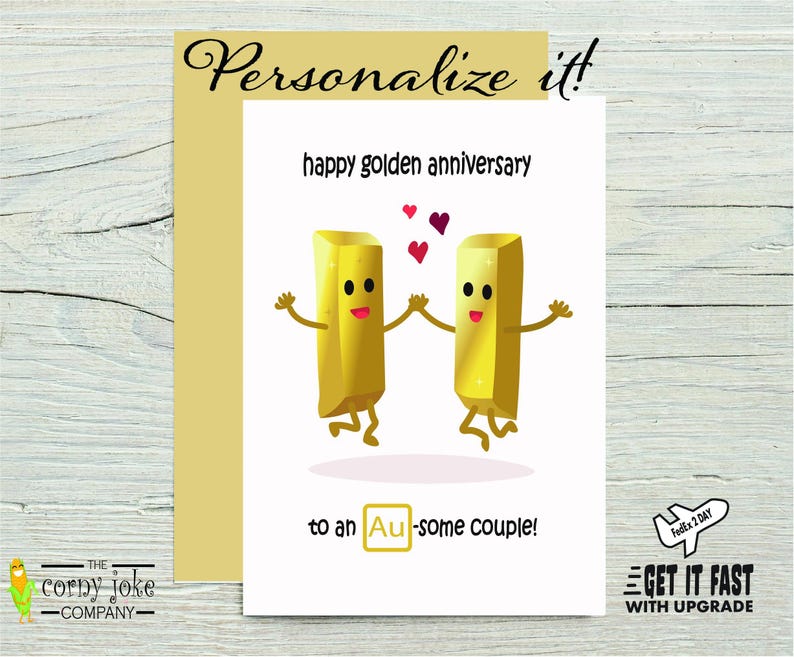 50th Anniversary Card for a Couple, Personalized Golden 50 Year ...