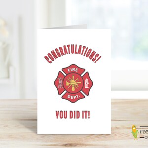Firefighter Graduation or Promotion Card, Fire Rescue Training Academy ...