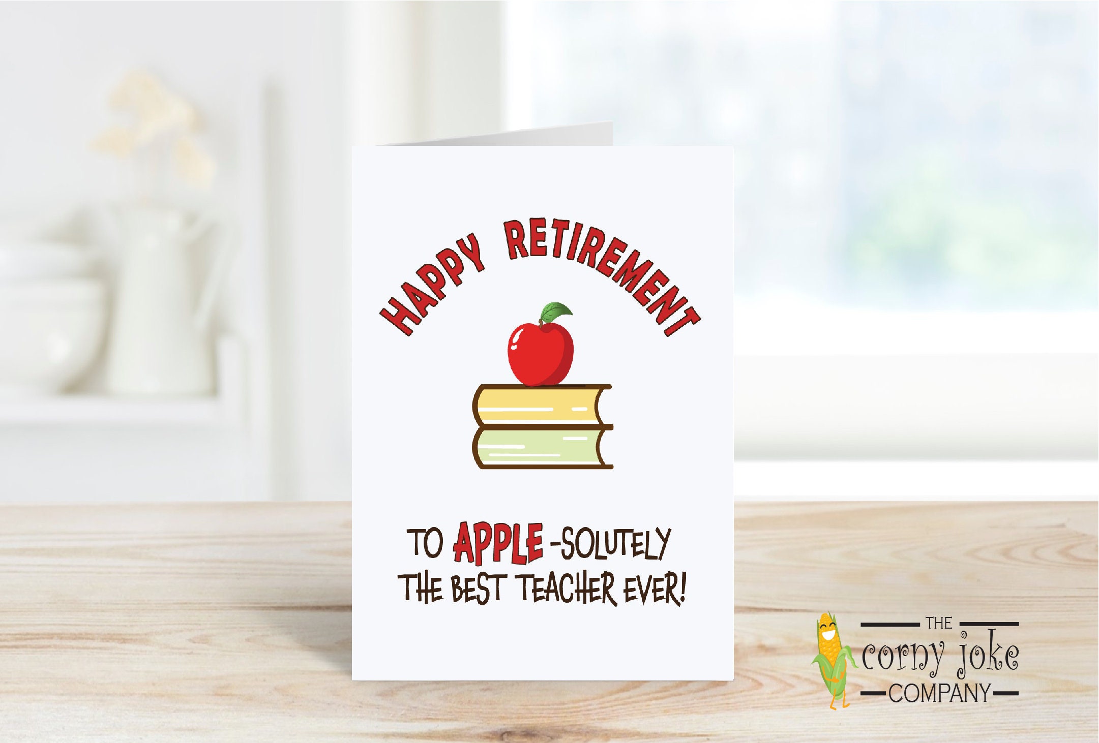 Teacher Retirement Card, Happy Retirement Card With Apple Pun, Custom ...