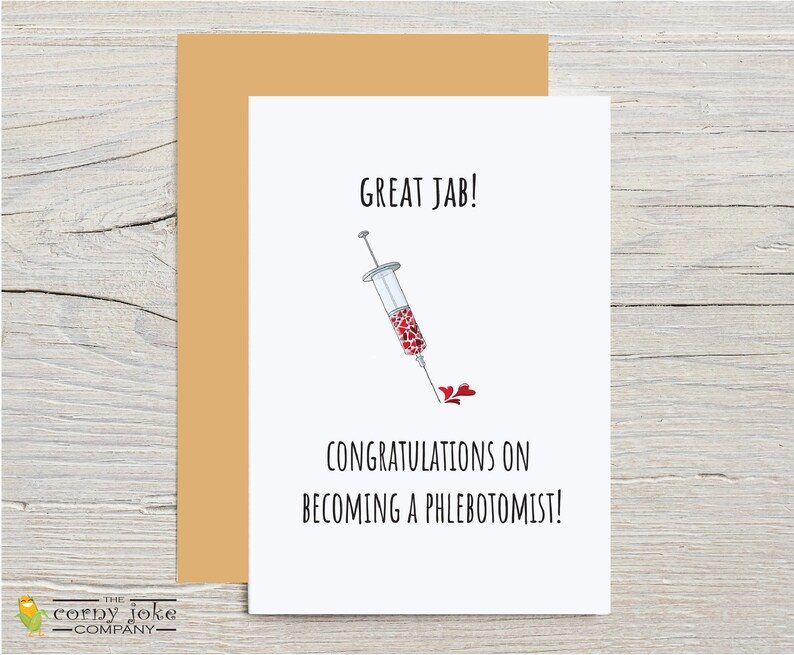 Phlebotomy Card, New Phlebotomist Gift With Fun Blood Pun, Nursing ...