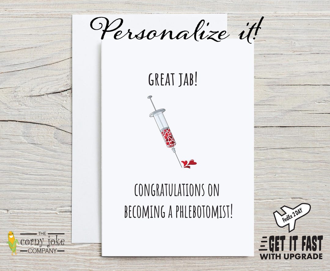 Phlebotomy Card, New Phlebotomist Gift With Fun Blood Pun, Nursing ...