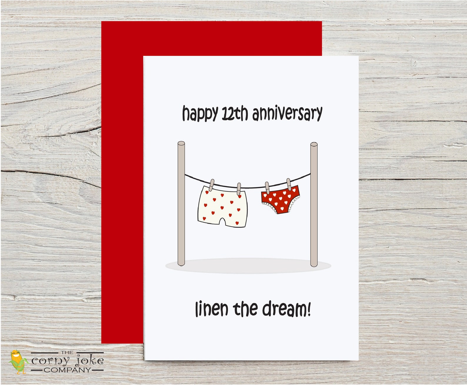 12th Anniversary Card, Linen Anniversary Gift to Celebrate 12 Years ...