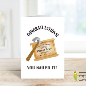 Masters Graduation Card, Masters Degree Graduate Gift, Custom Funny ...