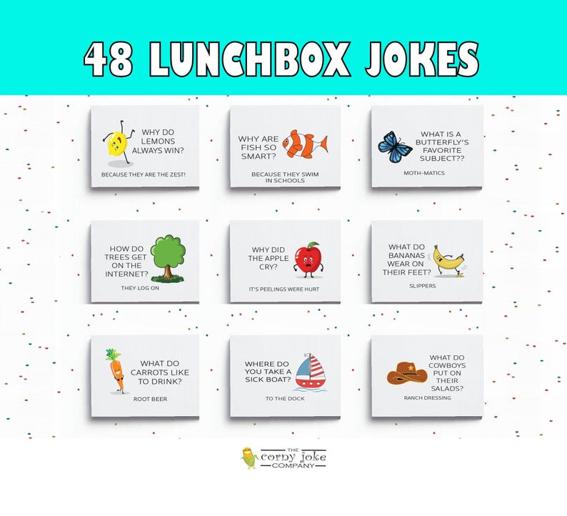 Lunchbox Jokes, Printable Lunch Box Humor for Kids, Funny School Notes ...
