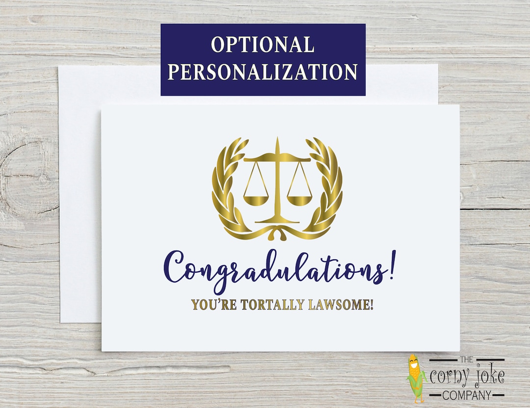 Law School Graduation Card, Bar Exam Lawyer Gift, Celebration Card With ...