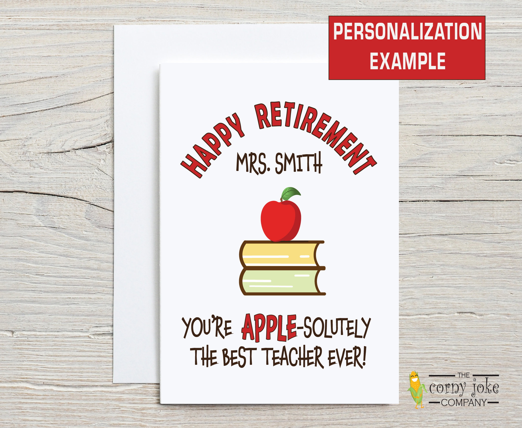 Teacher Retirement Card, Happy Retirement Card With Apple Pun, Custom ...