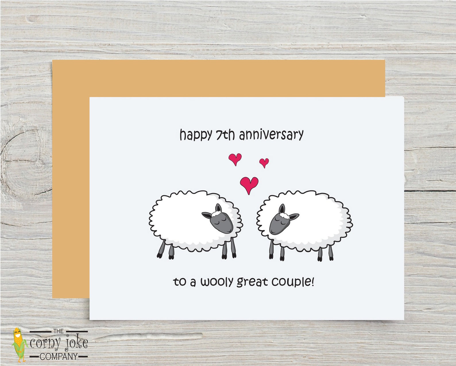 7th Wool Anniversary Card for a Couple, Funny 7 Year Anniversary Card ...