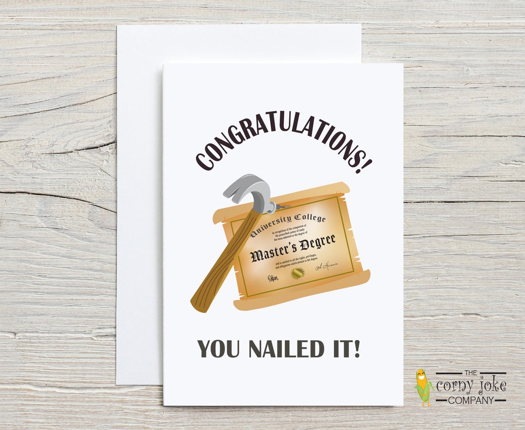 Masters Graduation Card, Masters Degree Graduate Card, Custom Funny ...