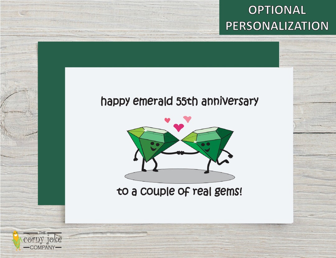 55th Anniversary Card, Emerald Anniversary Card for a Couple, Funny ...