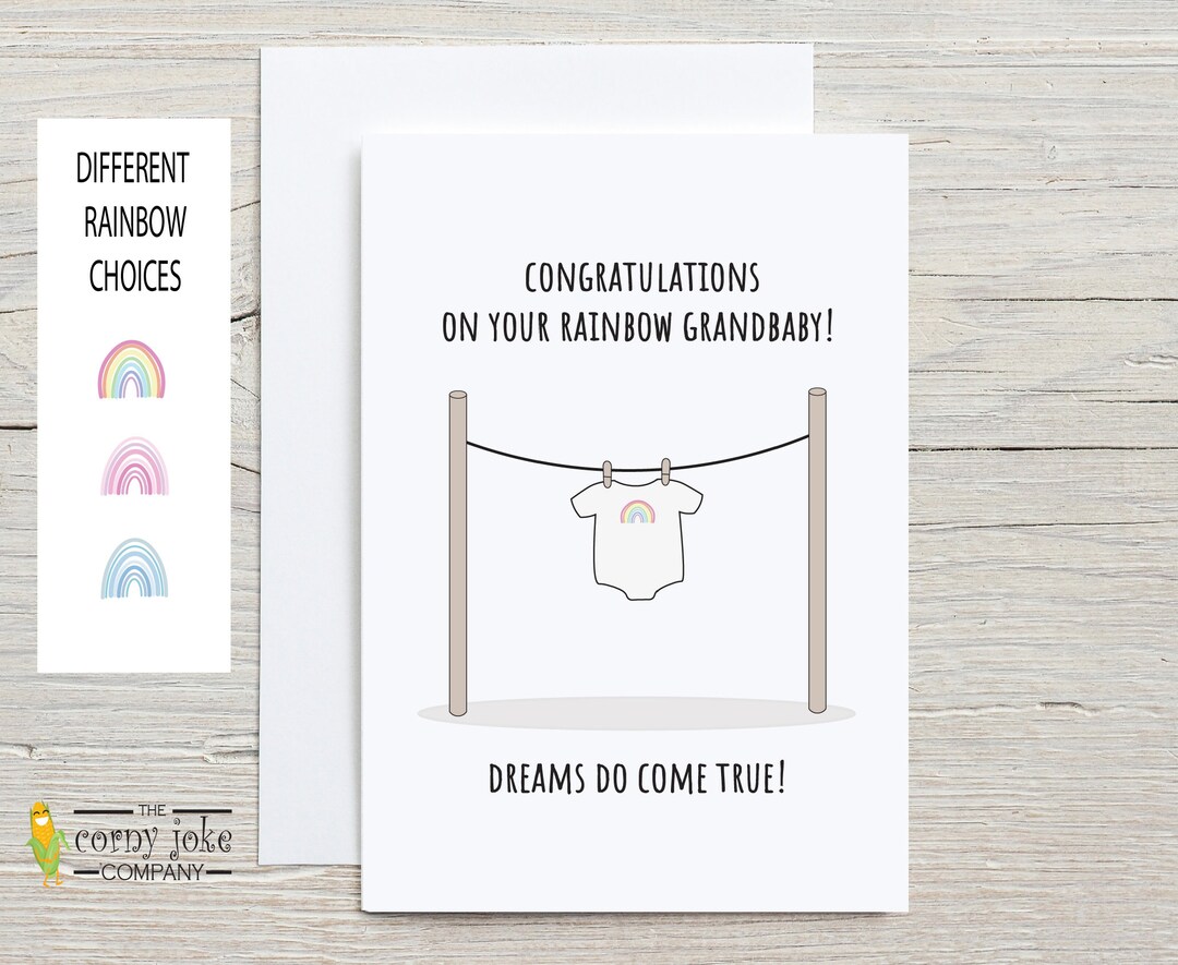 Rainbow Baby Card for New Grandparents, Rainbow Baby Shower Card ...