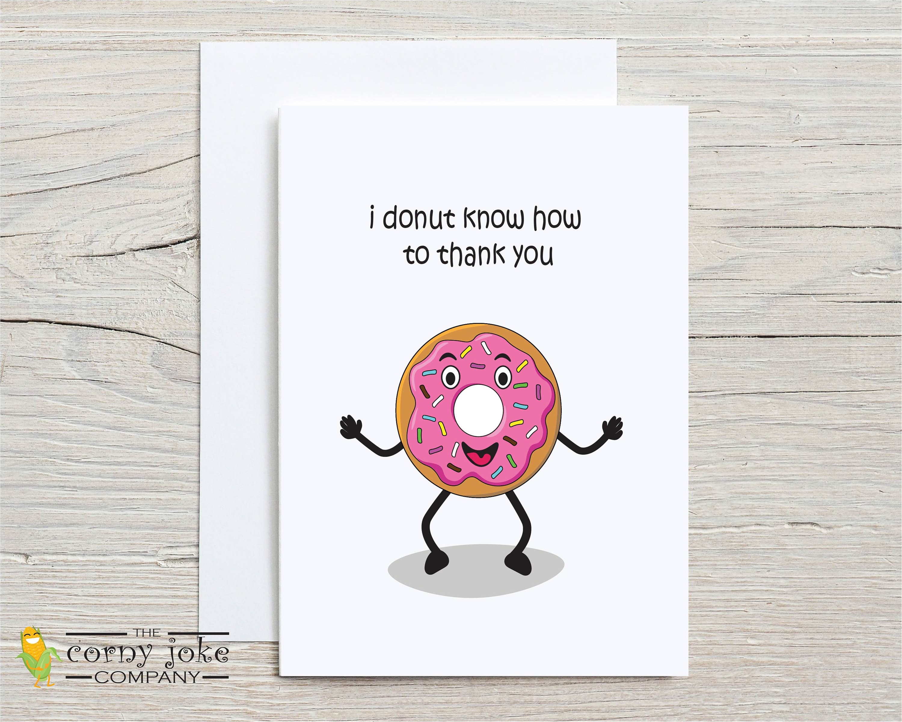Doughnut Thank You Card Funny Thank You Card Food Pun - Etsy