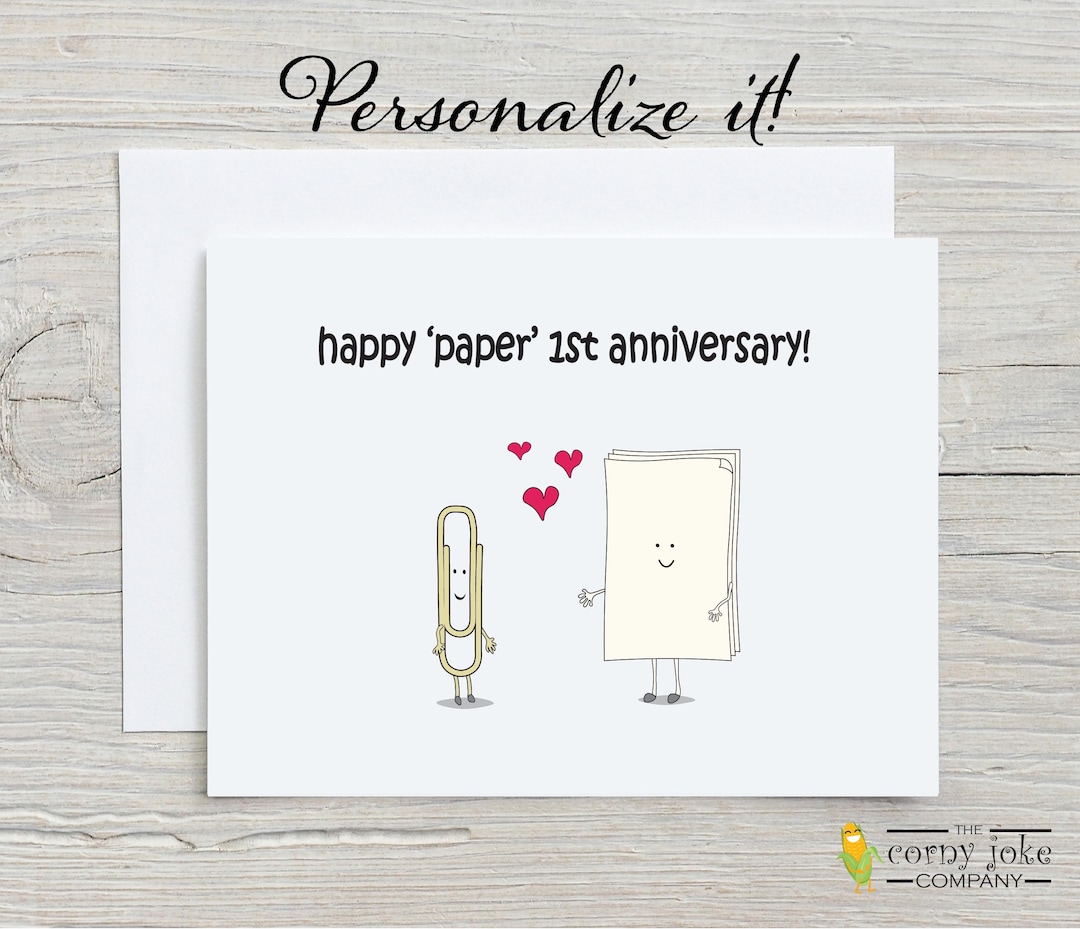 1st Anniversary Card, Paper Anniversary Card, 1 Year Wedding ...