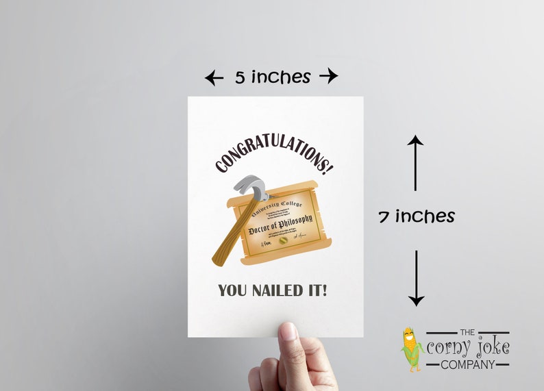 Printable Phd Graduation Card, Doctorate Graduate Card, Funny Nailed It ...