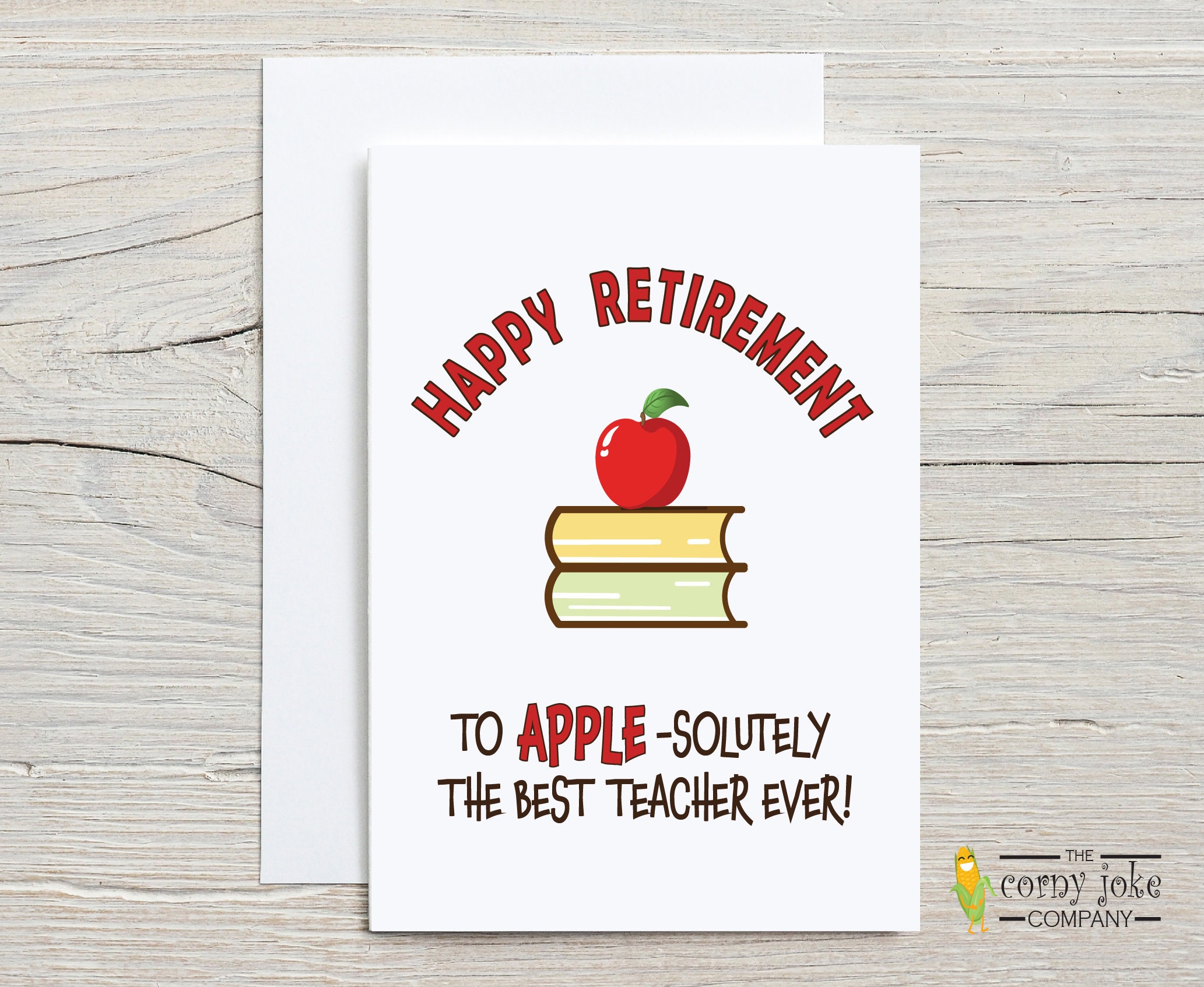 Teacher Retirement Card, Happy Retirement Card With Apple Pun, Custom ...