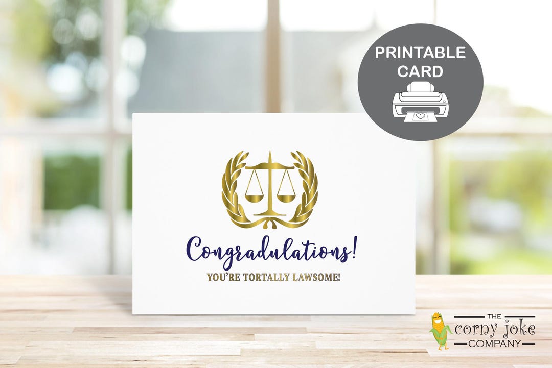Printable Law School Graduation Card, Bar Exam Lawyer Gift, Celebration ...