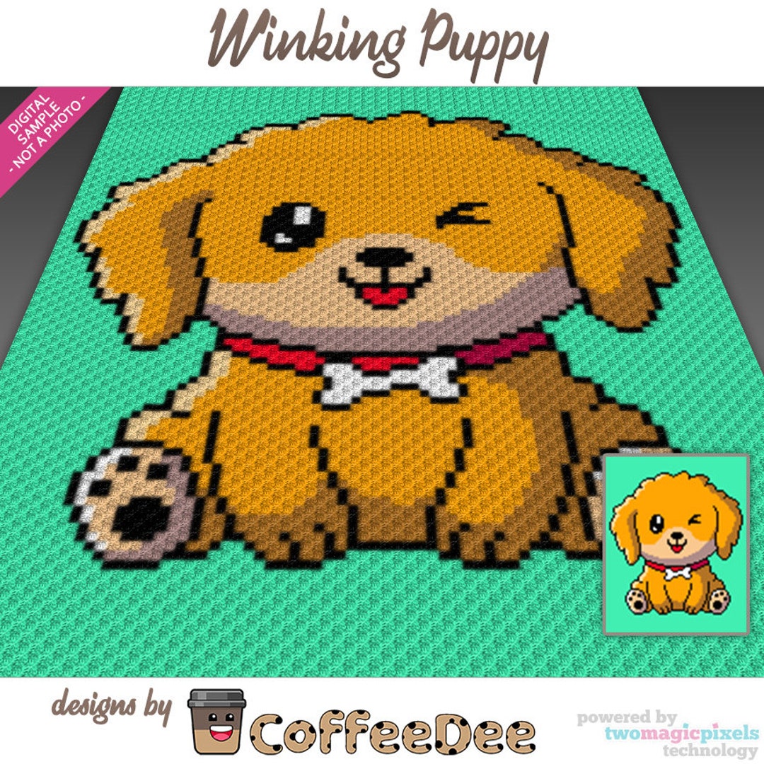 Winking Puppy Graph for Crochet (c2c, Mini C2c, Sc, Hdc, Dc, Tss ...
